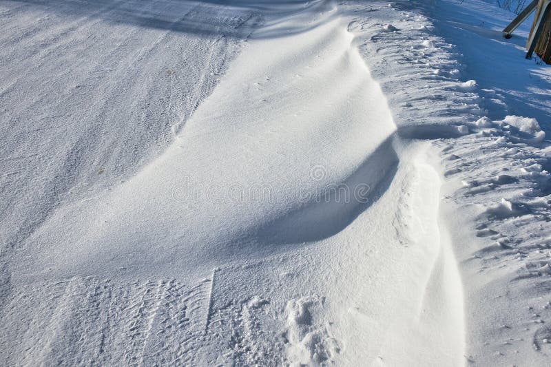 Snowy Winter Road with Snow Dune Stock Image - Image of season ...