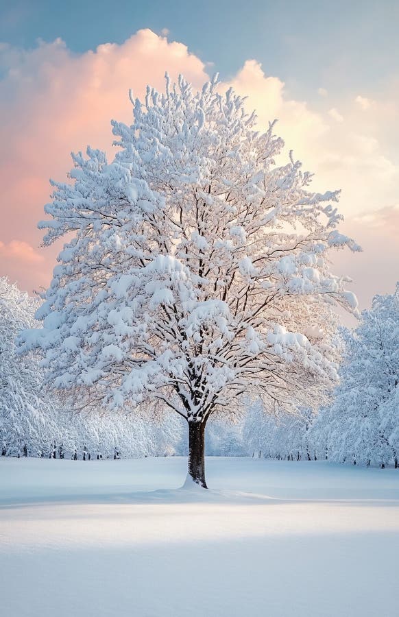 Snowy Winter Tree Landscape, Serene Winter Scene High Quality Image ...