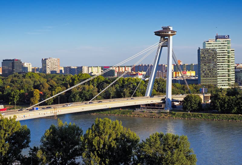 SNP Bridge stock image. Image of bridge, bratislava - 194583779