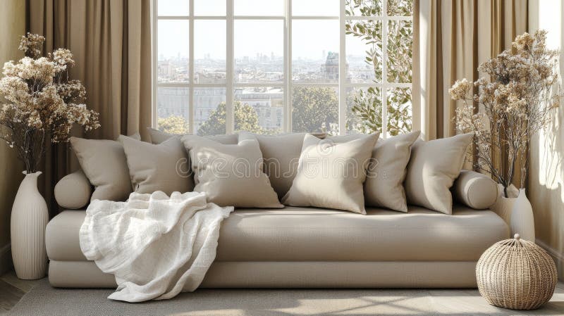 A Snug Minimalist Space Featuring Neutral Tones and Dried Flowers ...