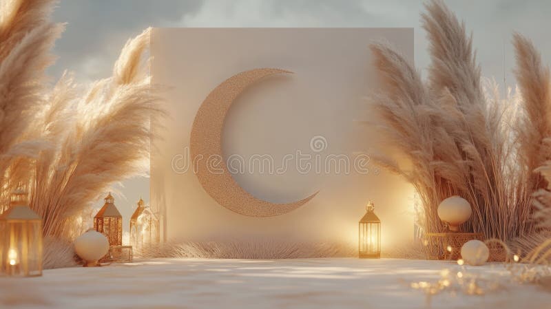 Snug Ramadan Environment Adorned with Lanterns and Wheat Decorations ...