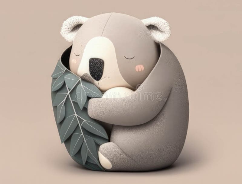 A Snuggly Koala Curled Up with Its Favorite Eucalyptus Leaves. Cute ...