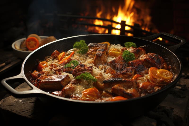 Soaked Meat Stew Newly Cooked with Rice and Generati Stock Illustration ...