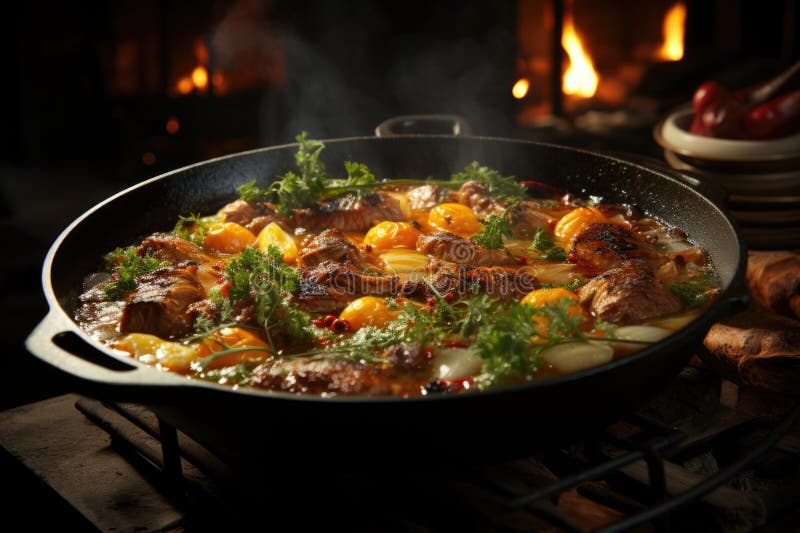 Soaked Meat Stew Newly Cooked with Rice and Generati Stock Illustration ...