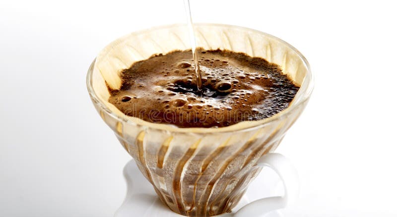 Soaking Coffee in Paper Filter in Close Stock Image - Image of filter ...