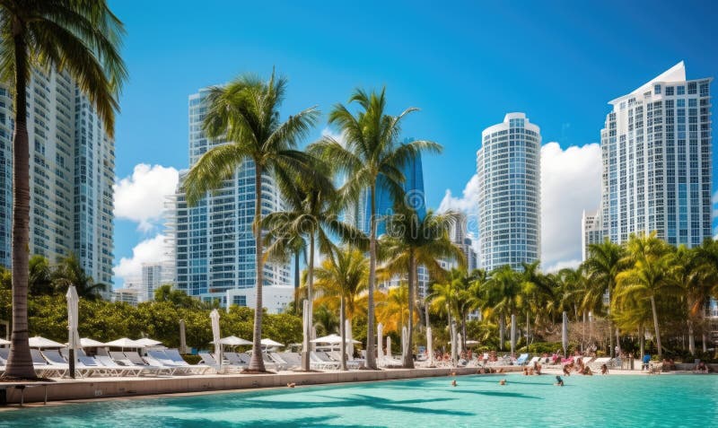 Soaking Up Sun on Miami Beach during Summer Vacation Creating Using ...