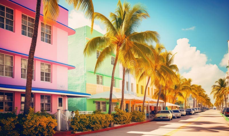 Soaking Up the Sun on Miami Beach during Summer Vacation Creating Using ...