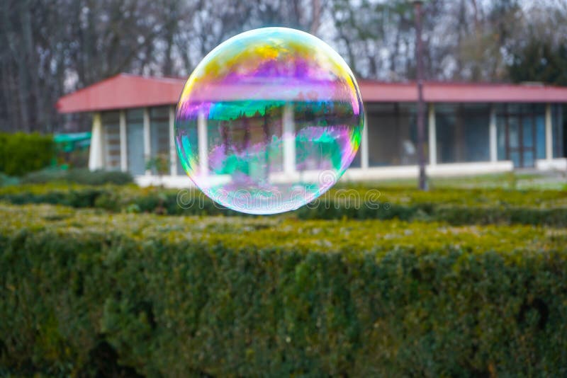Soap Balloon in Winter Against Sunset Cloudy Sky Stock Image - Image of ...