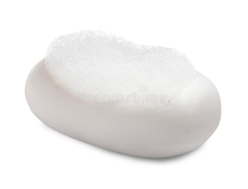 Soap Bar with Fluffy Foam on White Background Stock Image - Image of ...