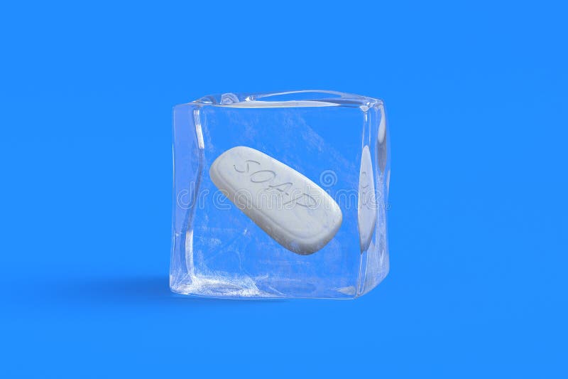 Soap bar in ice cube. stock illustration. Illustration of solid - 312074080