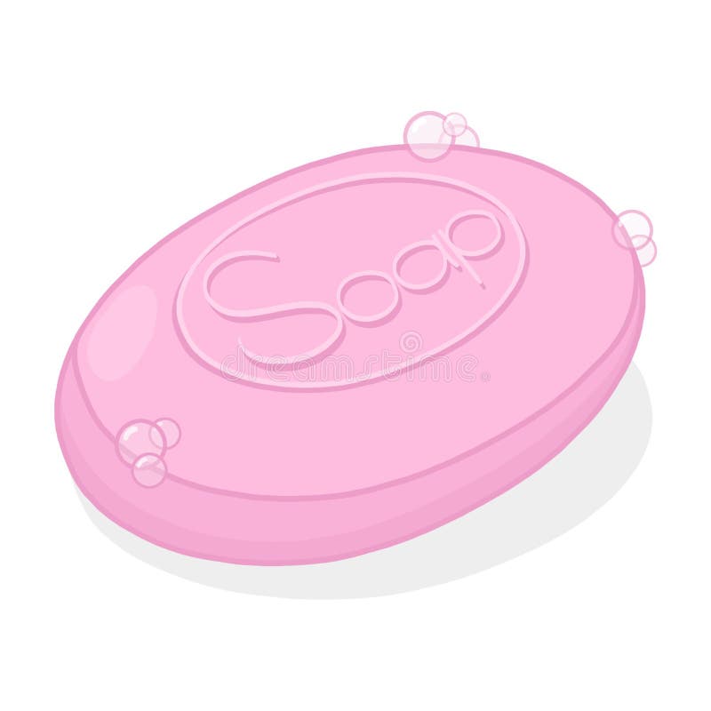 Pink Soap with Bubbles Isolated Ready To Clean the Dirt, Vector ...