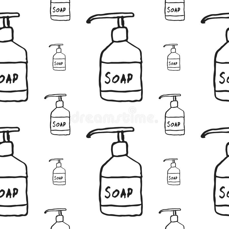 Soap Bottle Seamless Pattern Isolated on White Background Stock Vector ...