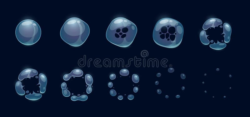 Soap Bubble Burst Effect Animated Sprite Explosion Stock Vector ...