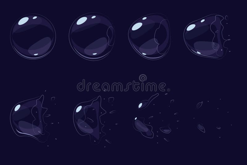 Soap Bubble Burst Effect. Cartoon Air Balls. Explosion Animations by ...