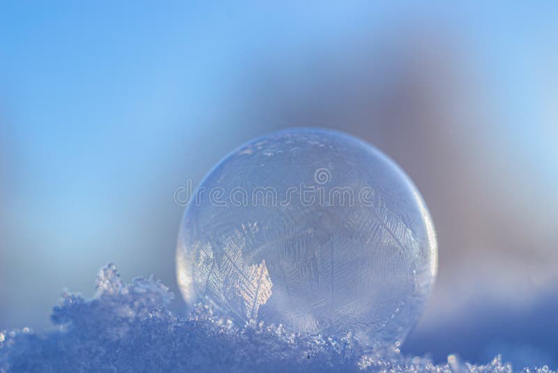 A Soap Bubble in the Cold. Patterns from the Cold. Winter Stock Photo ...