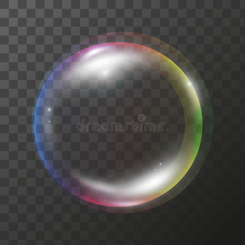Soap Bubble Color Spectrum on Transparent Background. Realistic Air ...