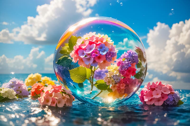 Soap Bubble Flower Hydrangea Stock Photo - Image of liquid, rain: 288232686