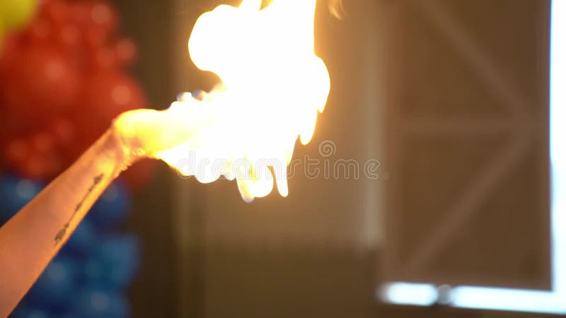 Soap Bubble Show. Solution is Set on Fire on the Animator`s Hand Stock ...