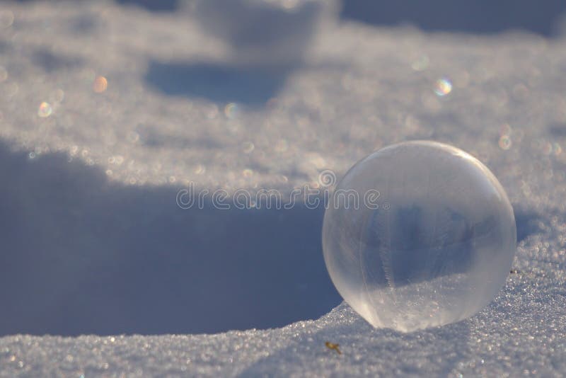 Soap Bubble in the Snow, with Sunshine Stock Image - Image of fragile ...