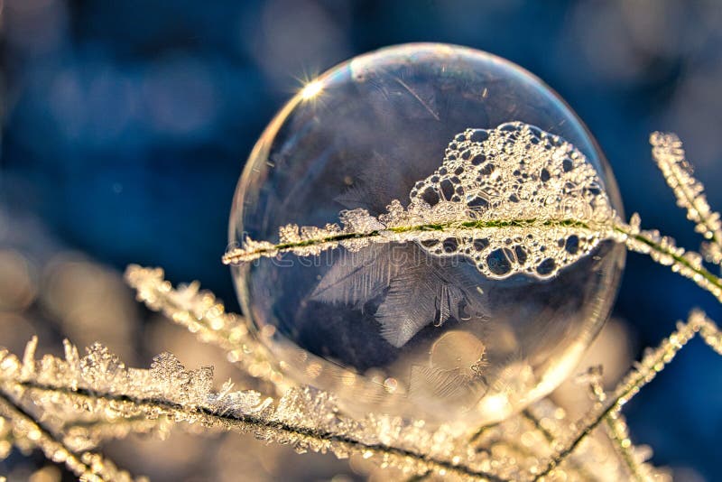 Soap Bubble on Which Ice Crystals Have Formed Due To the Frost. in the ...