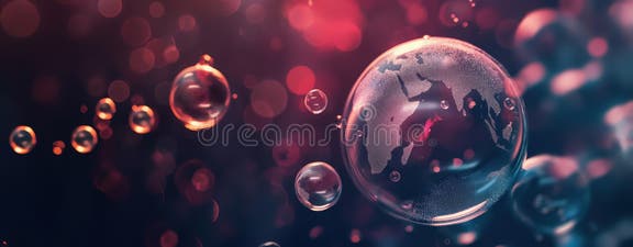 Soap Bubble with World Map stock photo. Image of space - 323414554