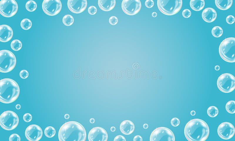 Soap Bubbles Background. Vector Abstract Blue Water Background Stock ...