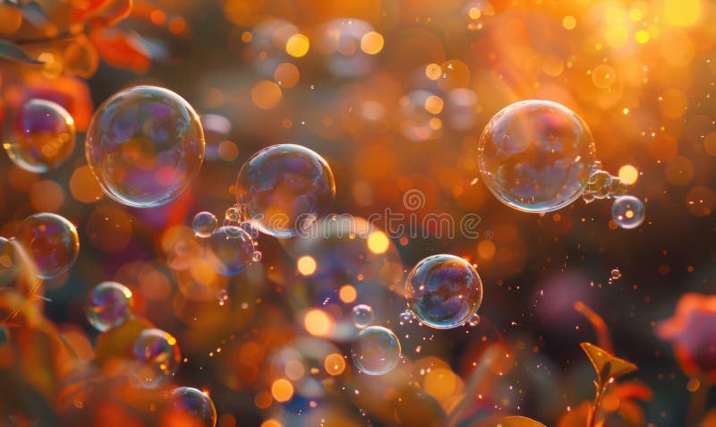 Soap Bubbles Cascading in the Sunshine, Sparkling Abstract Background ...