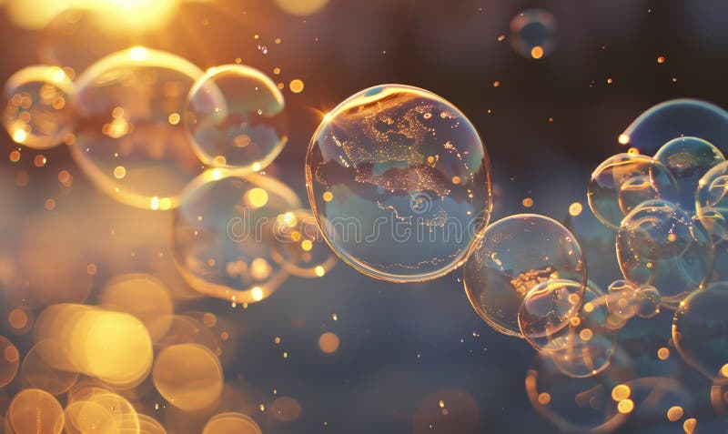 Soap Bubbles Cascading in the Sunshine, Sparkling Abstract Background ...