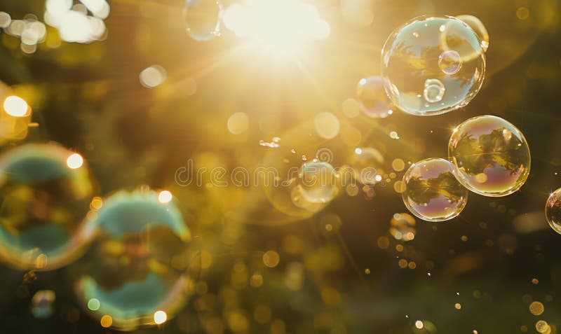 Soap Bubbles Cascading in the Sunshine, Sparkling Abstract Background ...