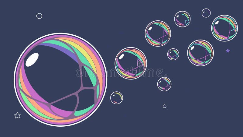 Soap Bubbles Cluster, Iridescent Sphere Design, Vector Design ...
