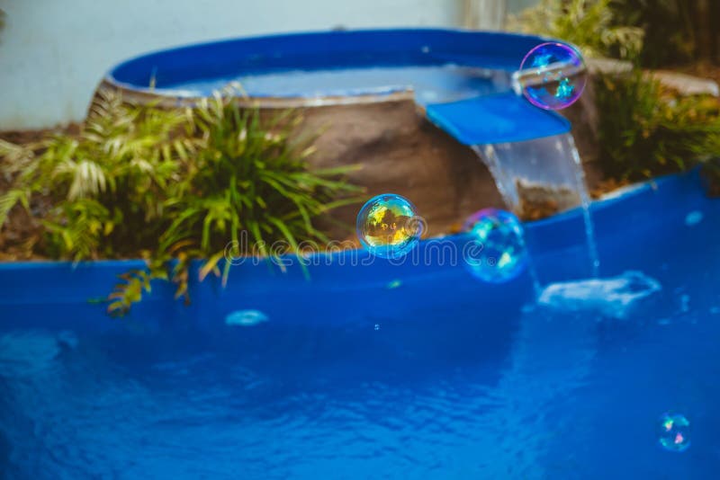 Soap Bubbles Fly in the Swimming Pool Stock Photo - Image of circle ...