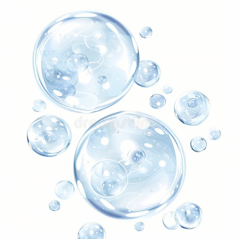Beautiful Soap Bubbles are Gently Floating in the Air on a White ...