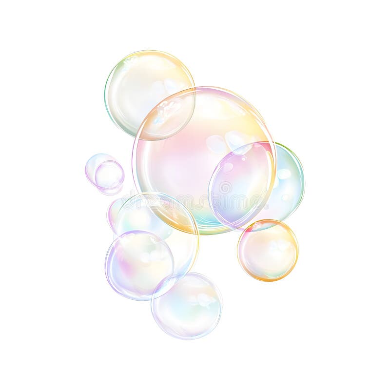 Rainbow Soap Bubbles on a White Background, Vector Illustration, Clip ...