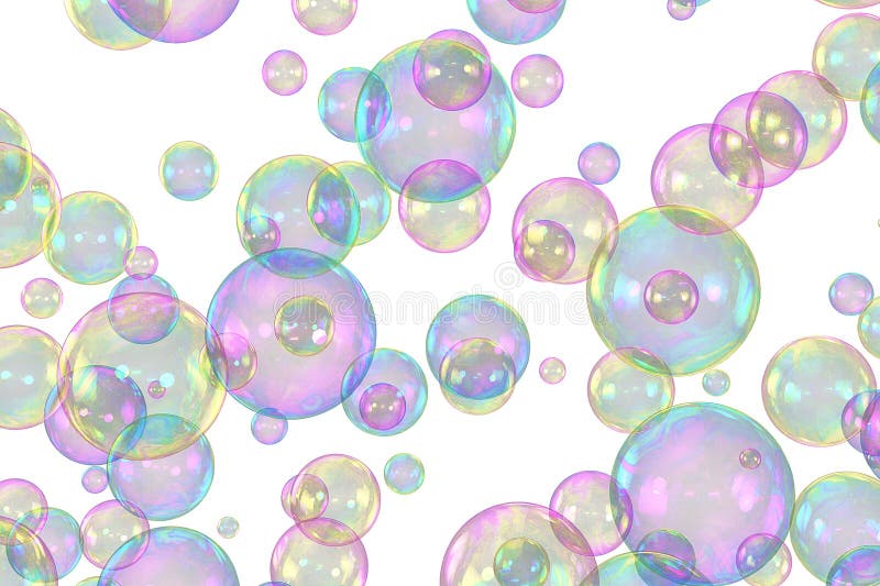 Soap Bubbles Overlay White Background Stock Illustration - Illustration ...