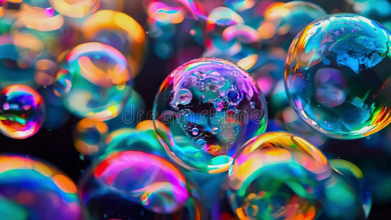 Soap Bubbles with Rainbow Reflection Stock Video - Video of decorative ...