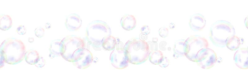 Soap Bubbles on a Seamless Border. Watercolor Digital Illustration ...