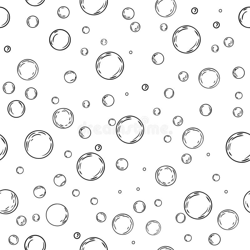 Soap Bubbles. Seamless Pattern, Black and White Outline Stock Vector - Illustration of pattern ...