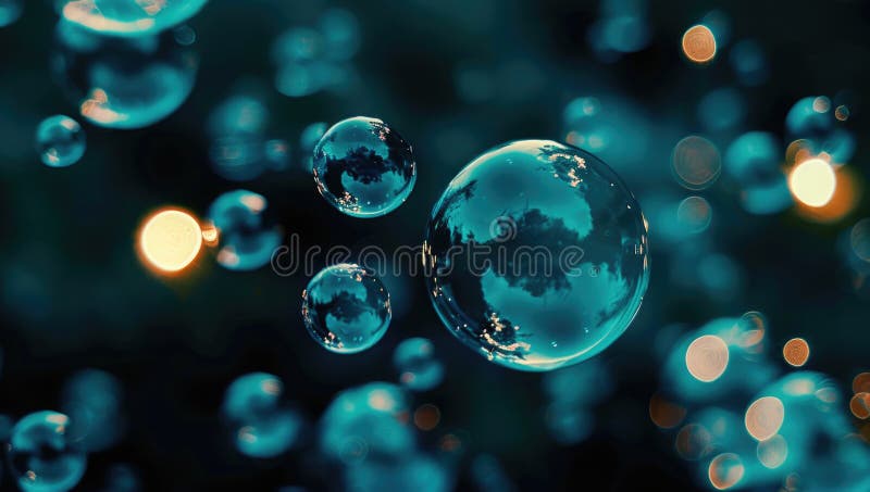 Soap Bubbles Shimmering in the Moonlight Stock Illustration ...