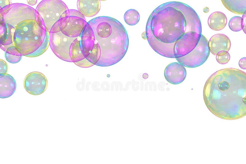 Soap Bubbles Top Border Overlay White Background Stock Illustration ...