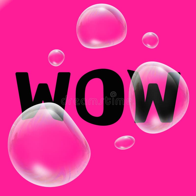 Soap Bubbles with Word Wow on Pink Background Stock Illustration ...