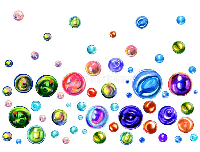 Soap Colored Bubbles Pattern. Stylized Watercolor Graphics. Stock Image ...