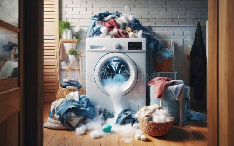 Broken Washing Machine Icon on White Background. Damaged Washer with ...