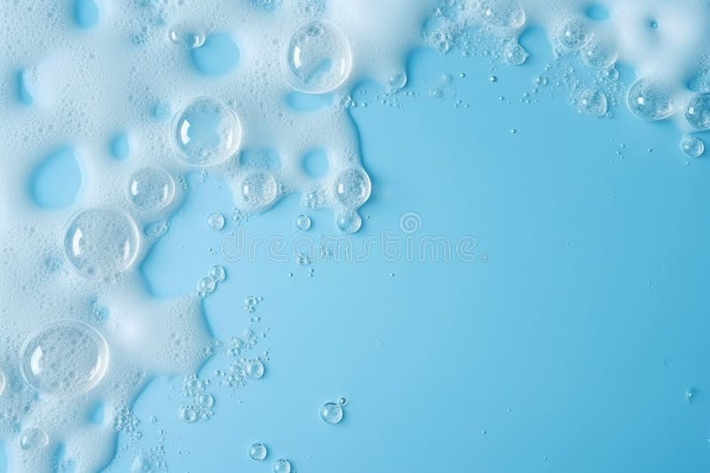 Soap Foam, Blue Water Surface Texture with Bubbles and Splashes. Clear ...