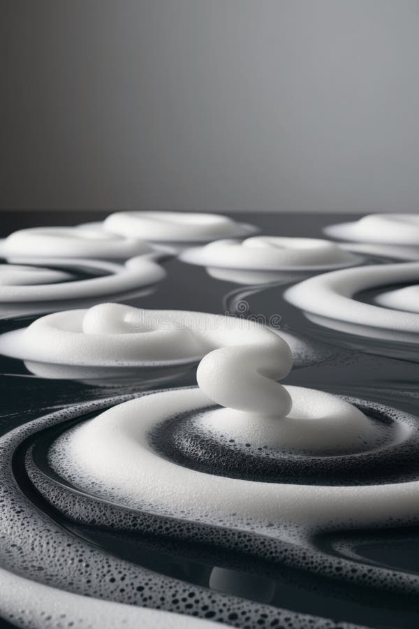 Soap Foam Forms Swirls or Spirals on Dark Surfaces. Stock Image - Image ...