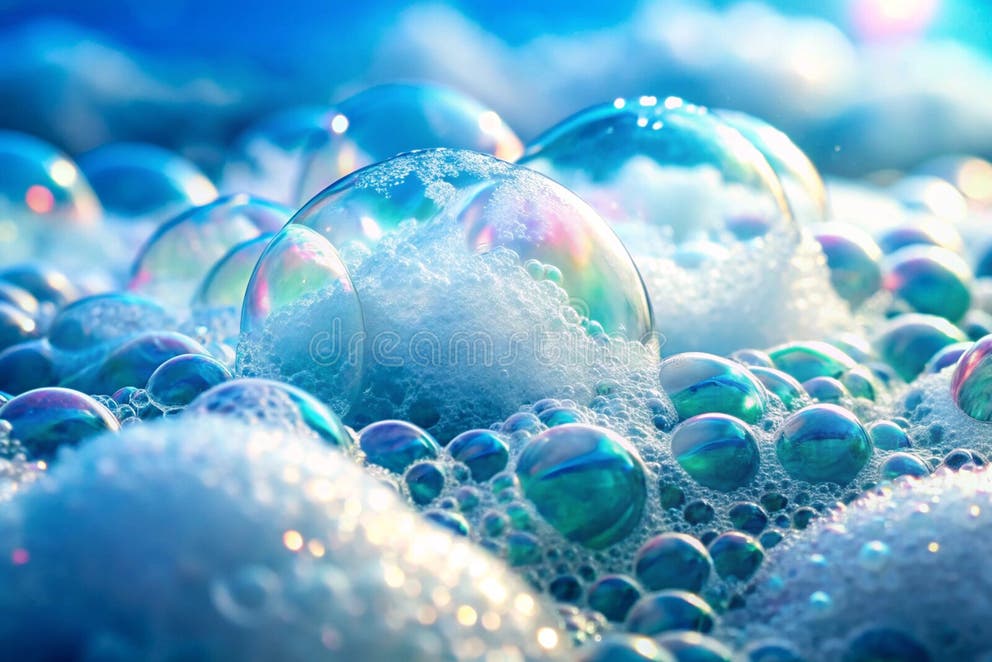 Soap Foam Popping Bubbles Macro Structure Close-up Stock Illustration ...