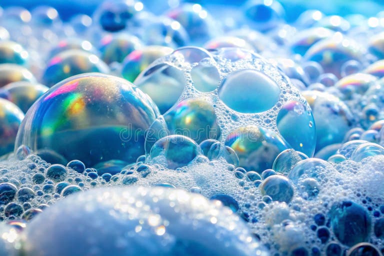 Soap Foam Popping Bubbles Macro Structure Close-up Stock Illustration ...