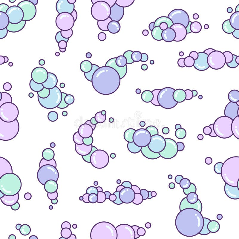Soap Foam Set with Bubbles. Seamless Pattern Stock Vector ...