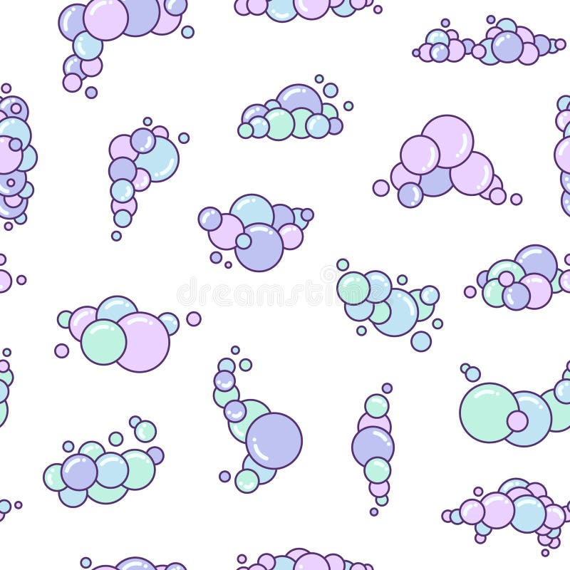 Soap Foam Set with Bubbles. Seamless Pattern Stock Illustration ...