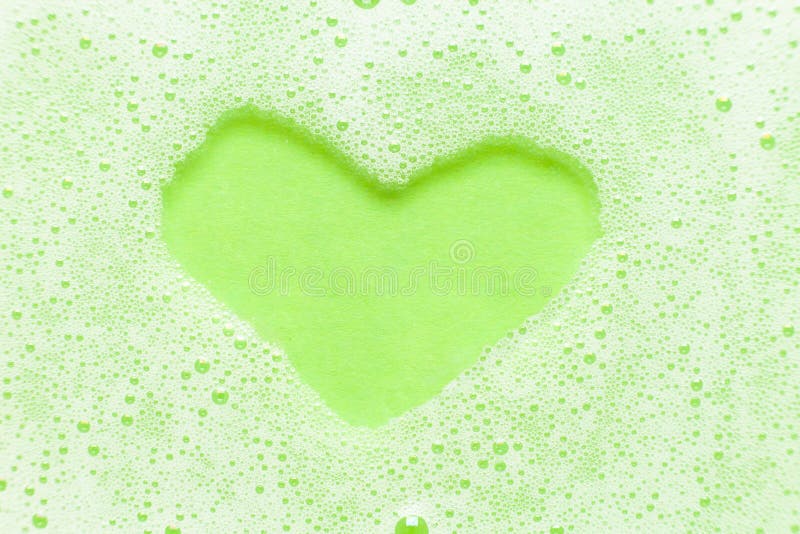 Soap Foam in the Shape of a Heart. Green Bubbles Stock Photo - Image of ...