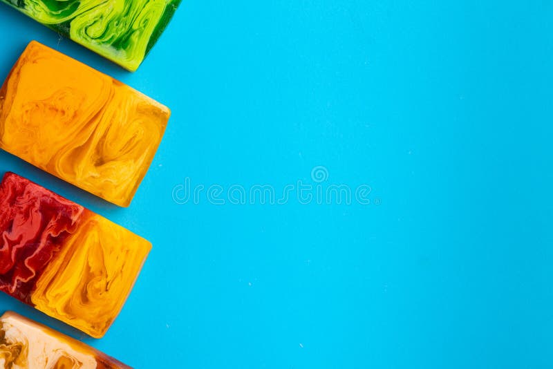 Soap for Hand Washing on a Blue Background. Stock Image - Image of ...